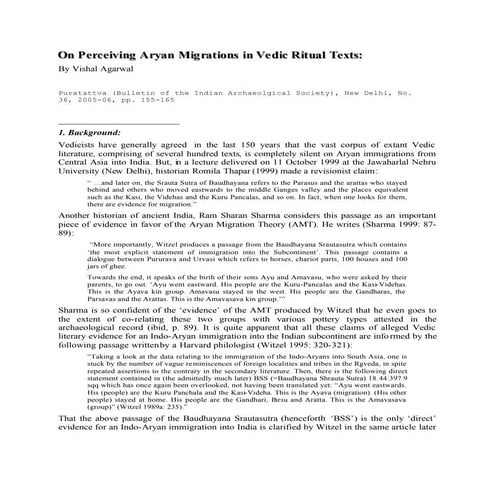 Vedic evidence for Aryan Migration (AMT) puratattva? | PDF