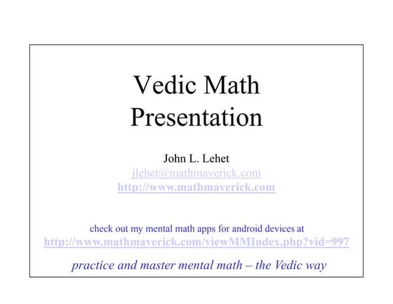 Vedic math | PPT