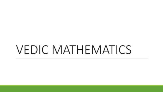 Multiplication through vedic maths, | PPT