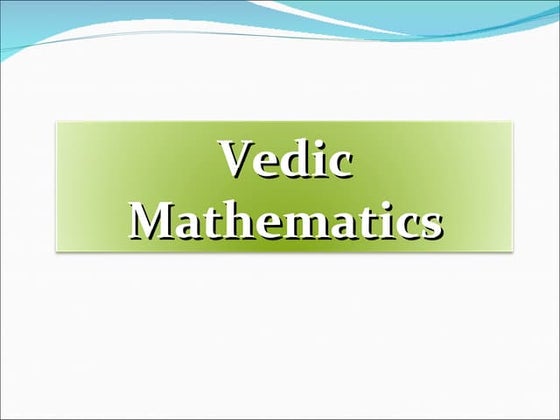 Vedic Mathematics 16 sutras with example problems | PPT