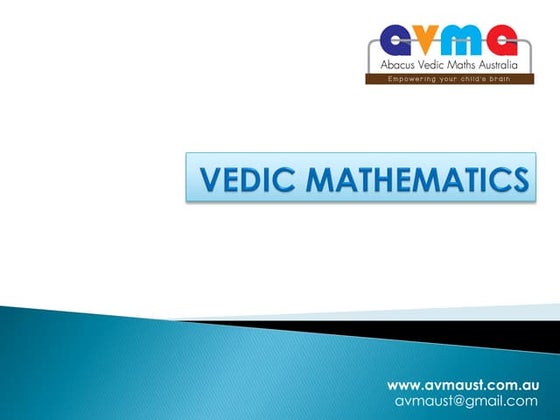 Vedic Mathematics 16 sutras with example problems | PPT