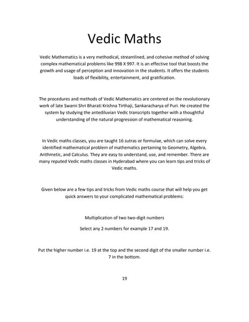 Tricks from vedic mathematics | DOCX | Science