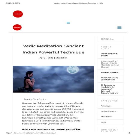 Vedic meditation | PDF