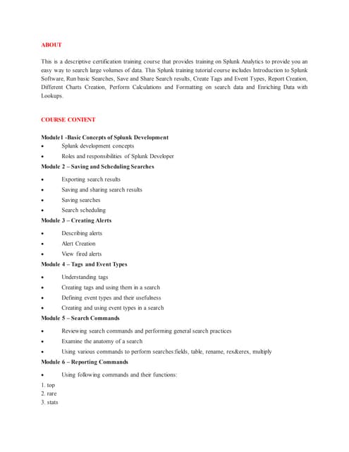 Advanced searching and reporting 50 course | PDF