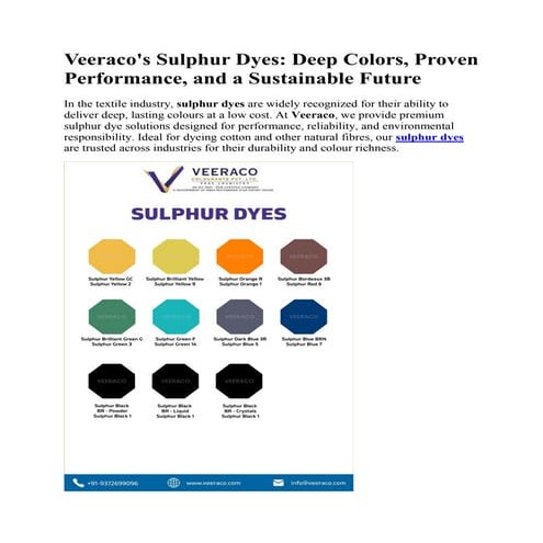 Veeraco's Sulphur Dyes Deep Colors, Proven Performance, and a ...