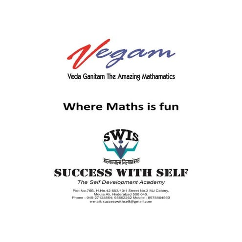 Vedic Mathematics 16 sutras with example problems | PPTX