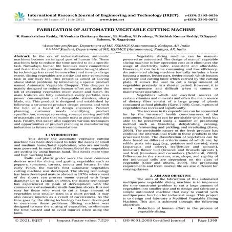 Vegetable cutting machine | PDF