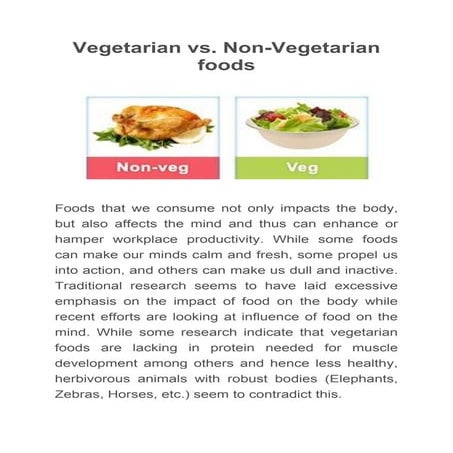 Vegetarian vs. Non-Vegetarian foods | PDF