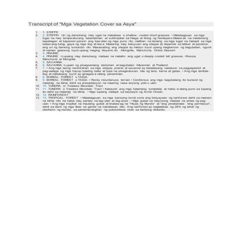 Vegetation cover ng asya ( behetasyon) | PPTX