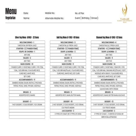 Banquet packages & menu may 2014 | PPT