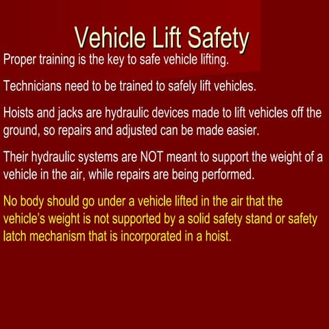 ONTAP - Vehicle Lift Safety | PPT
