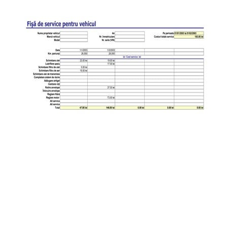 Vehicle service record1 | XLSX
