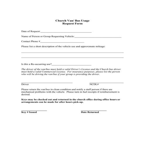 Vehicle use request | PDF