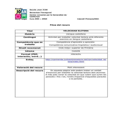 Velocidad Lectora Primaria Doc