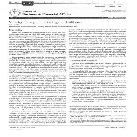 Velocity management strategy in healthcare luisetto m harvard library ...