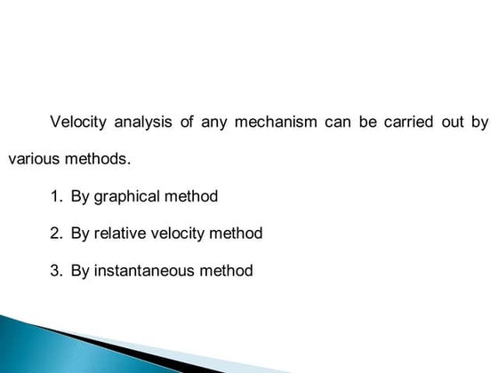 Velocity And Acceleration Analysis By Graphical Methods Ppt