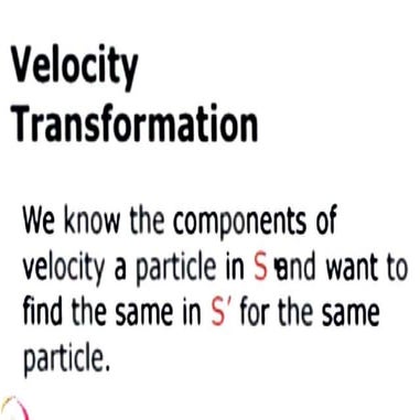 Physics Velocity transformation msc 2nd year | PDF