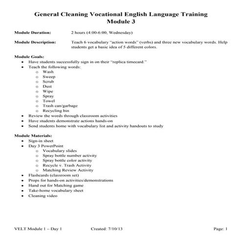 VELT Module 3 Lesson Plan | DOCX