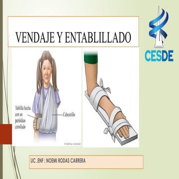 VENDAJE Y ENTABLILLADO en el curso de primeros auxilios | PPTX