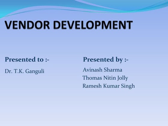 Vendor development in pharmaceutical industry | PPTX | Business ...