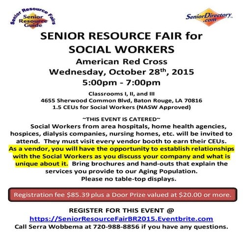 Vendor flyer for senior resource fair | PDF