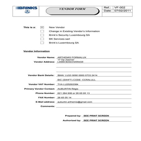 Vendor form vf 002. complété doc | DOC
