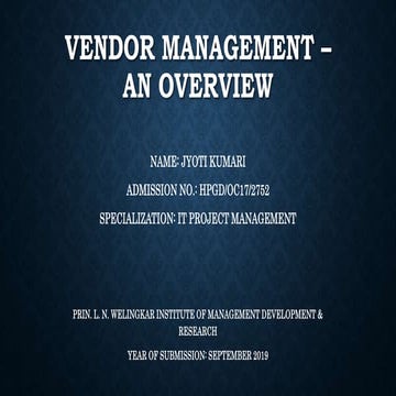 Vendor Management - An Overview (Project PPT) | PPTX