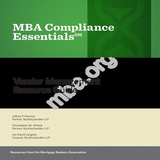 MBA Compliance Essentials: Vendor Management Resource Guide | PDF