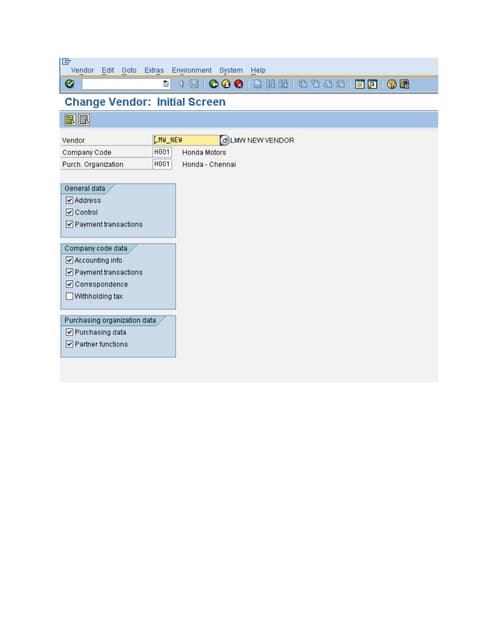SAP MM Vendor master | PPTX | Business | Business and Finance