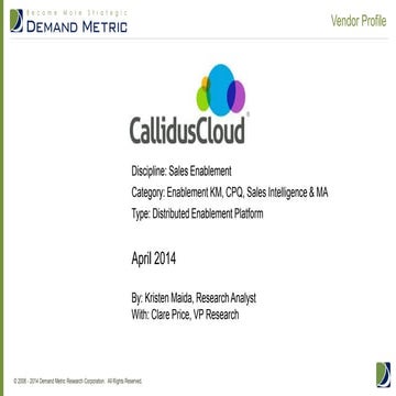 Vendor Profile: CallidusCloud | PPT
