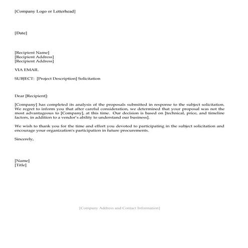 Vendor rejection letter | DOC