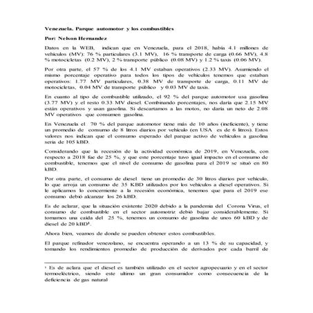 Venezuela. El parque automotor y los combustibles | DOC
