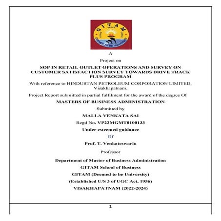 HPCL marketing internship report about Drive track plus program | PDF