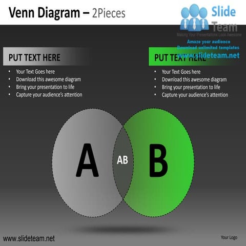 3d venn diagram 2 and 3 pieces powerpoint ppt templates. | PDF