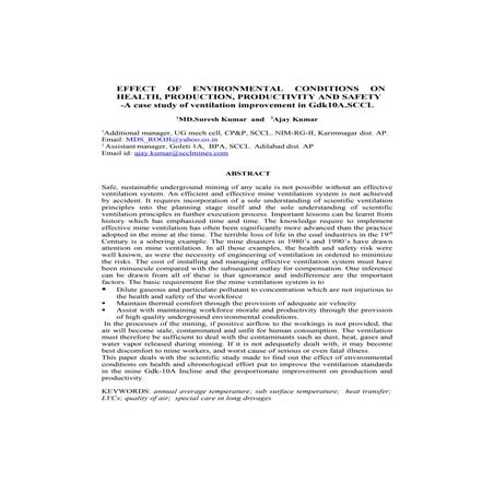 Effect of Environmental conditions in Production, Productivity, Health ...