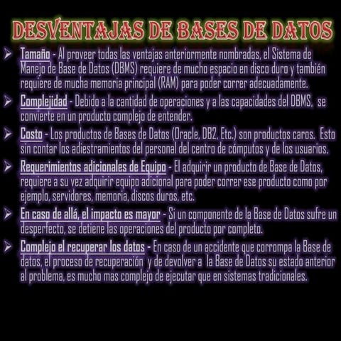 Ventajas y desventajas de bases de datos | PPTX | Databases | Computer Software and Applications