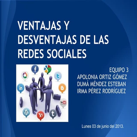Ventajas y desventajas de las redes sociales colaborativa | PPT