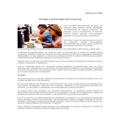Ventajas y desventajas e learning | PDF