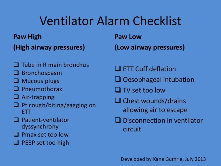Ventilator Alarm Checklist ventilator-alarm-checklist