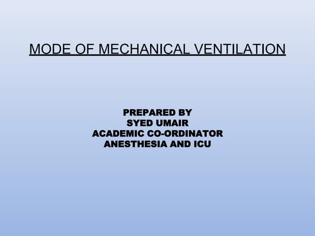 Non Invasive Ventilation (NIV) | PPTX