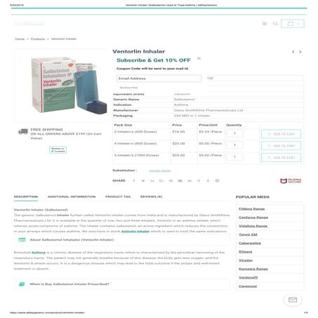 Ventorlin inhaler (salbutamol) used to treat asthma all daygeneric | PDF
