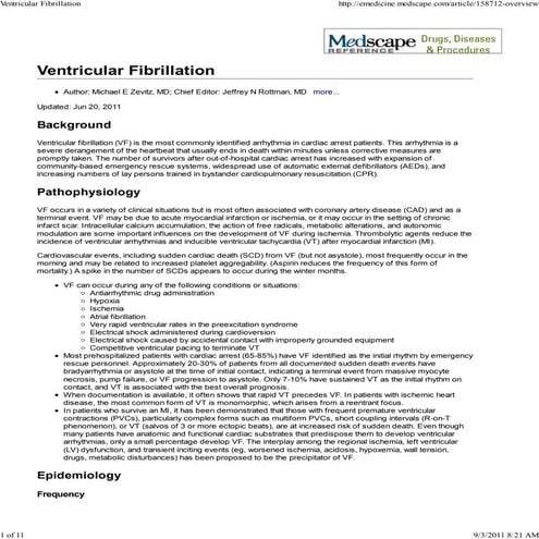 Ventricular fibrillation eMedicine Article | PDF