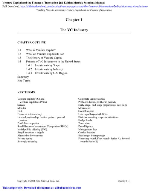Lecture 1 - Venture Capital and Private Equity | PPT
