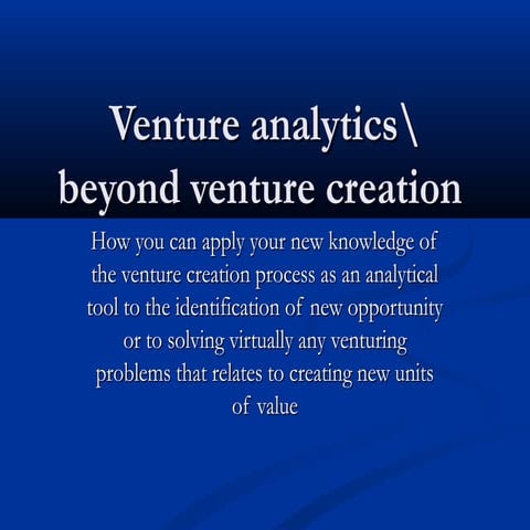 Venture analytics | PPT