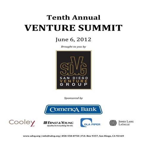 Venture Summit 2012 Program | PDF