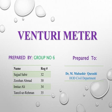 Fluid Mechanic Lab - Venturi Meter | PDF