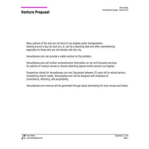 Presentation Venture Proposal | PDF