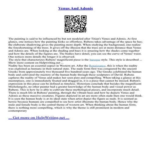 Venus And Adonis | PDF