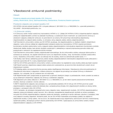 Všeobecné zmluvné podmienky ck solvex | DOCX