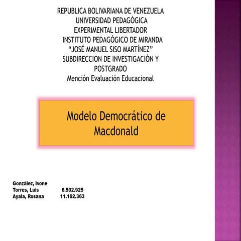 Modelo educativo democratico de Macdonald | PPTX